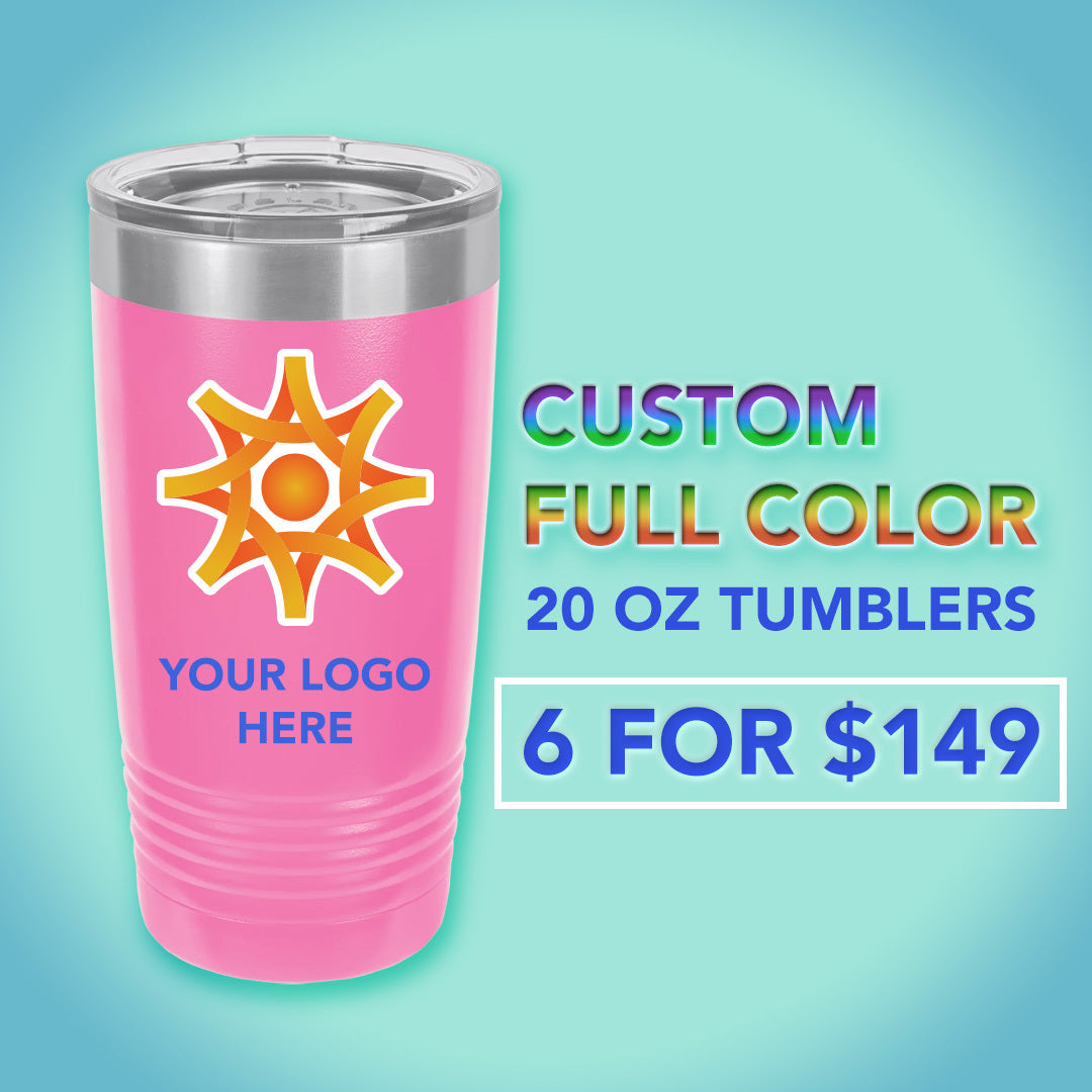 (6 Pieces) Custom Digitally Printed Full Color - 20oz Tumblers